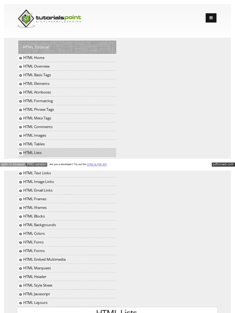 Tutorialspoint Com Html Html Lists Htm Html Html Element