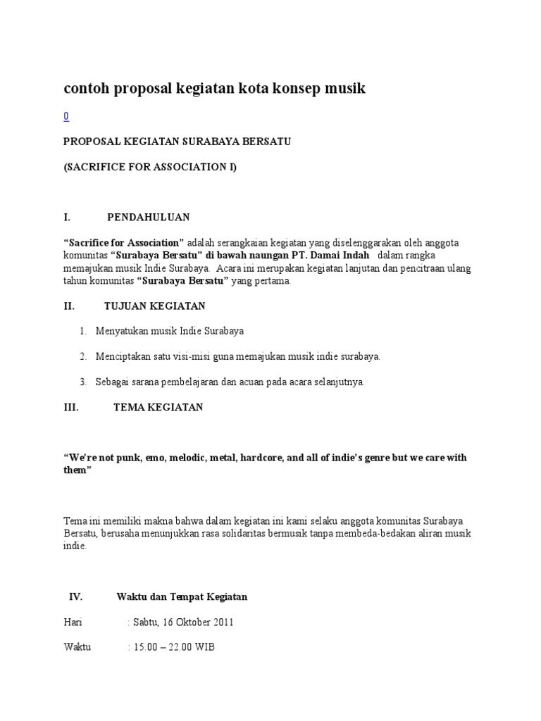 Contoh Proposal Kegiatan Band | PDF