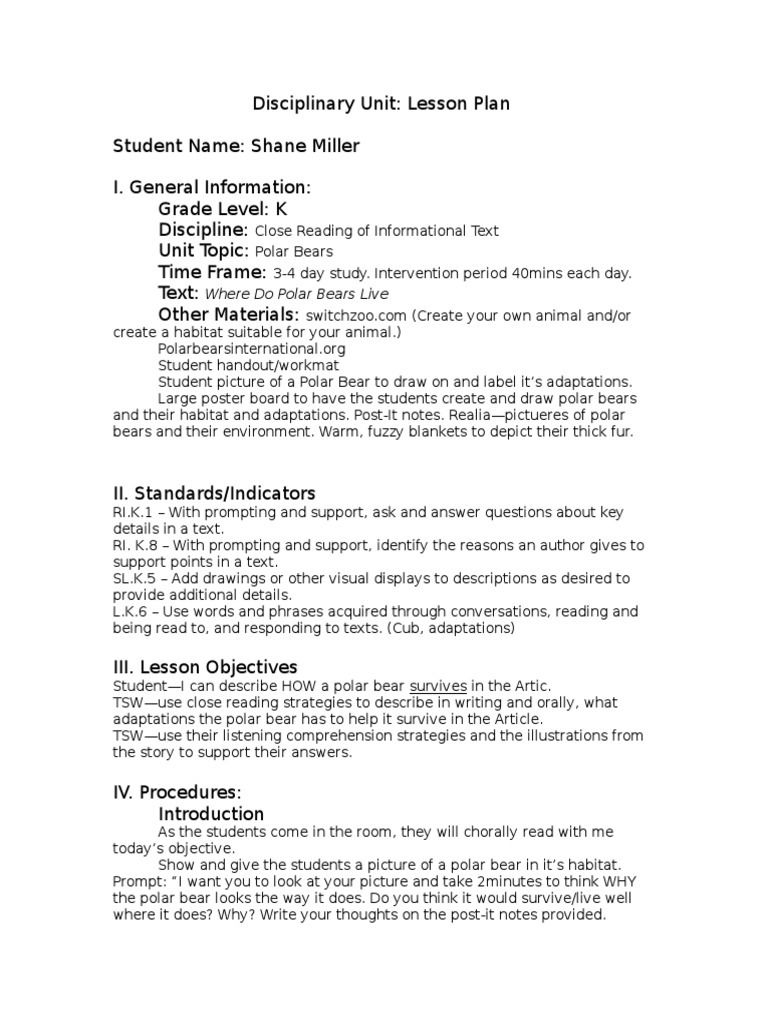 Close Reading Lesson Plan | PDF | Educational Assessment | Reading ...