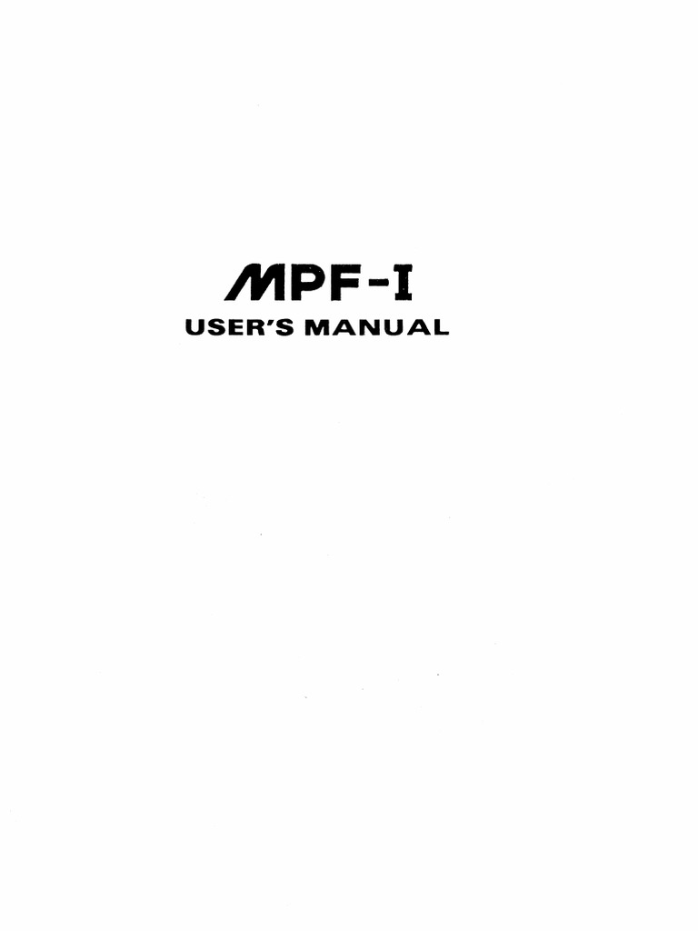 MPF 1 UsersManual | PDF