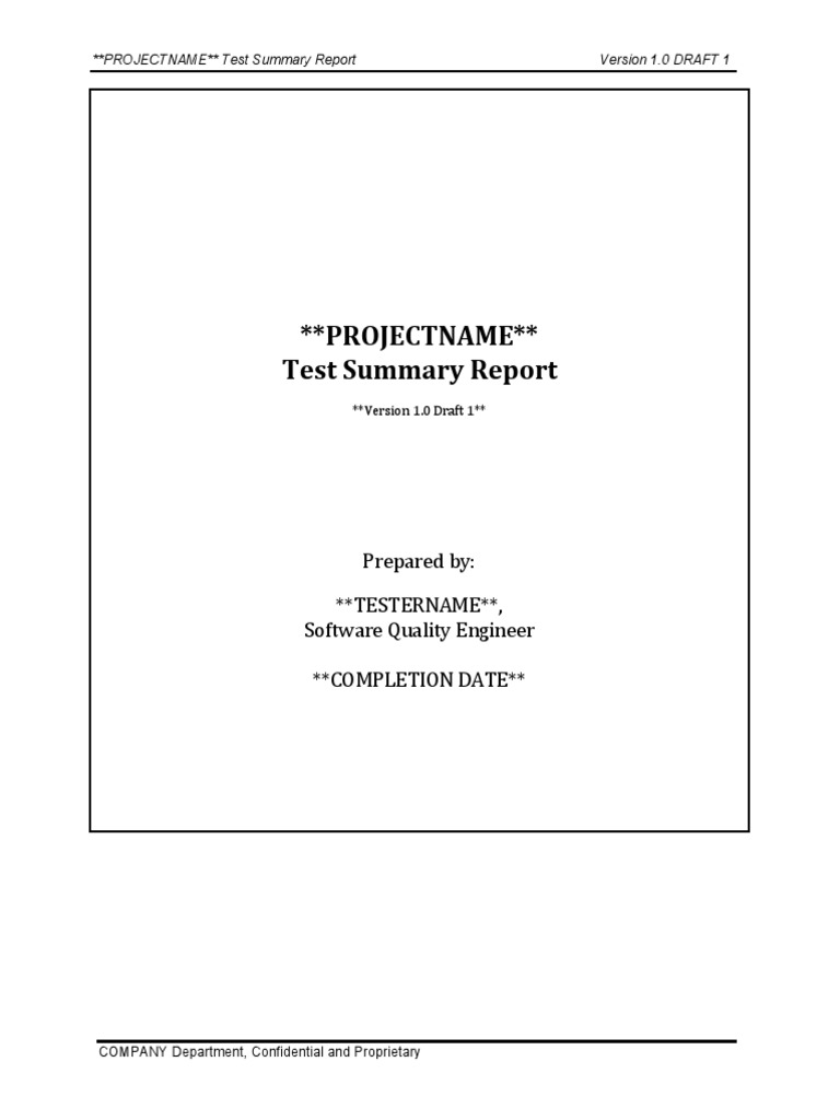 Summary Software Test Execution Report Template | PDF | Proprietary ...