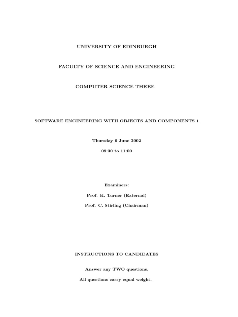 University of Edinburgh: Software Engineering With Objects and Components 1 | PDF | Ambulance ...