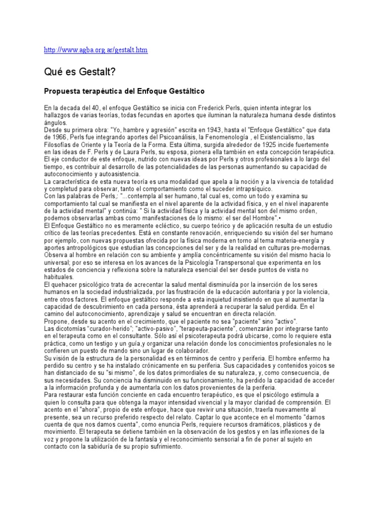 Fritz Perls y La Gestalt | PDF | Terapia Gestalt | Psicoanálisis