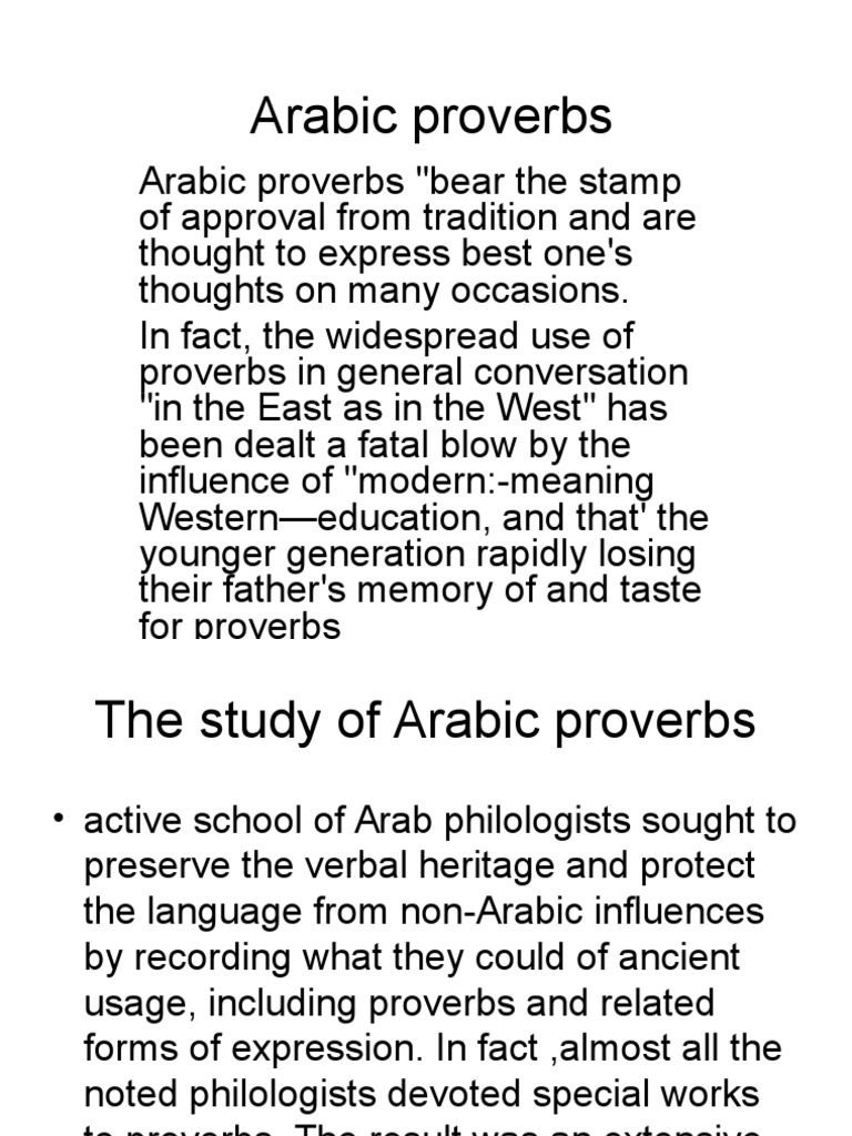 Arabic Proverbs | PDF | Arabic | Idiom