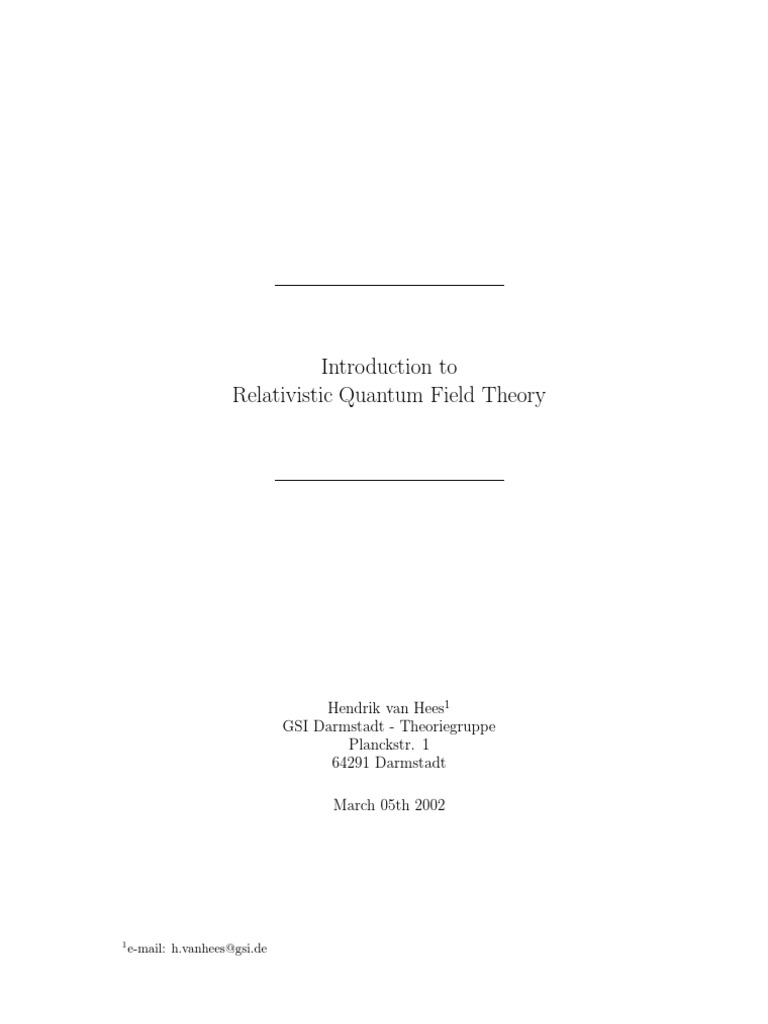 Relativistic Quantum Field Theory | PDF | Quantum Field Theory | Gauge ...