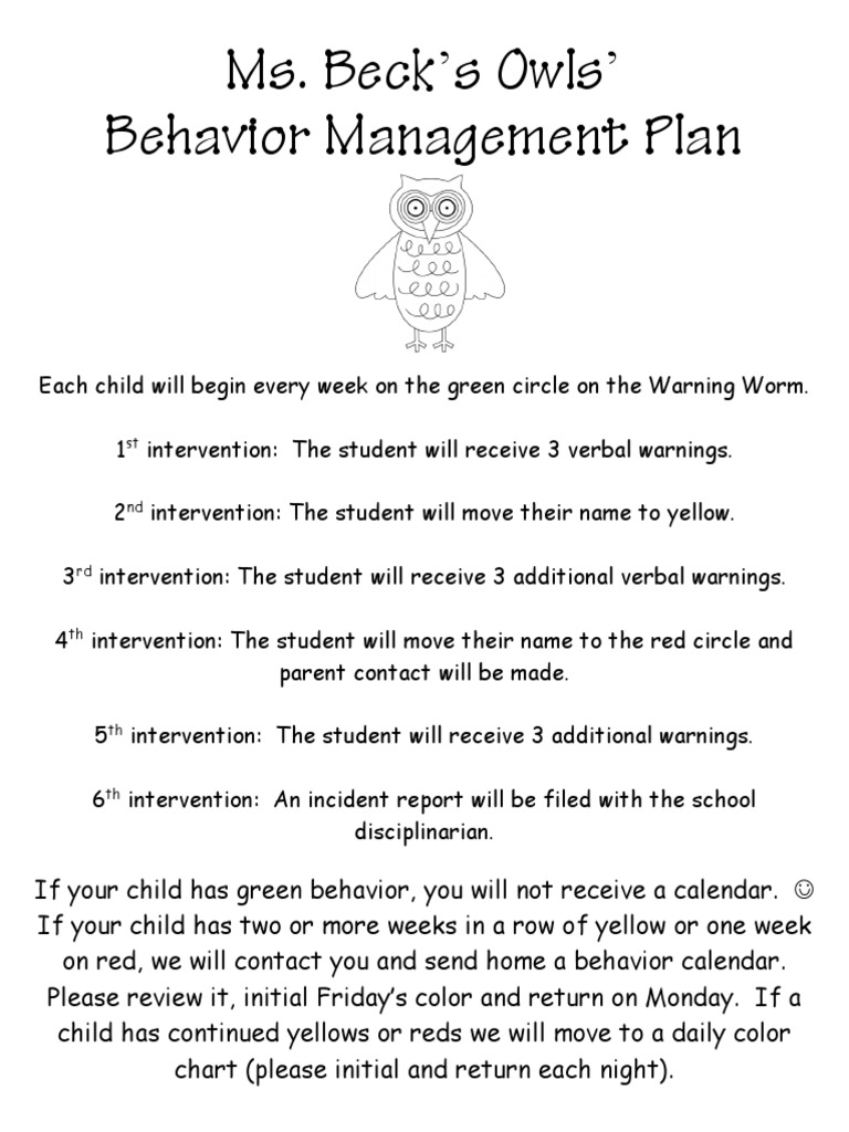 14-15 Behavior Management Plan | PDF
