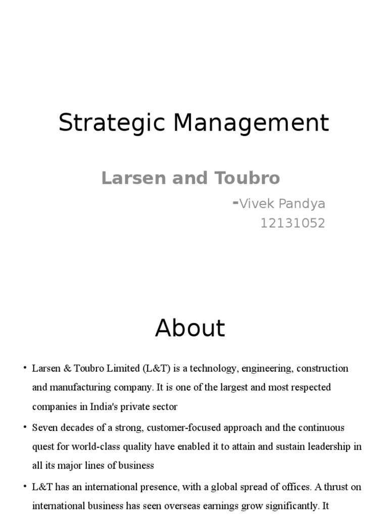 Strategic Management: Larsen and Toubro | PDF | Economies | Business