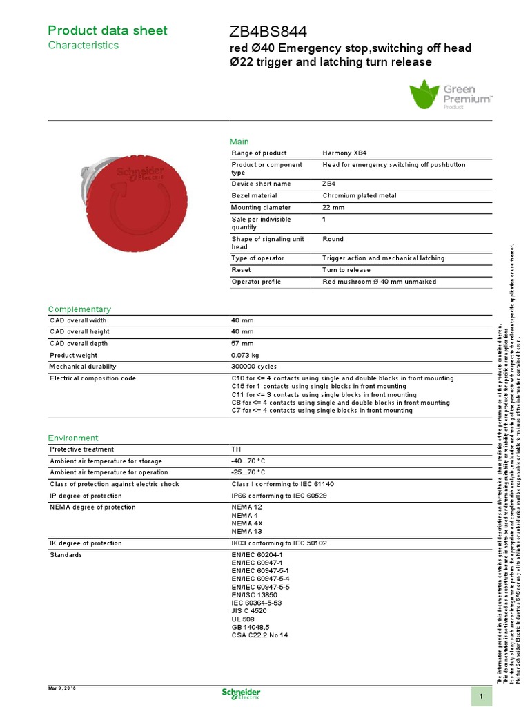 Harmony Xb4 Zb4bs844 | PDF | Electronics | Manufactured Goods