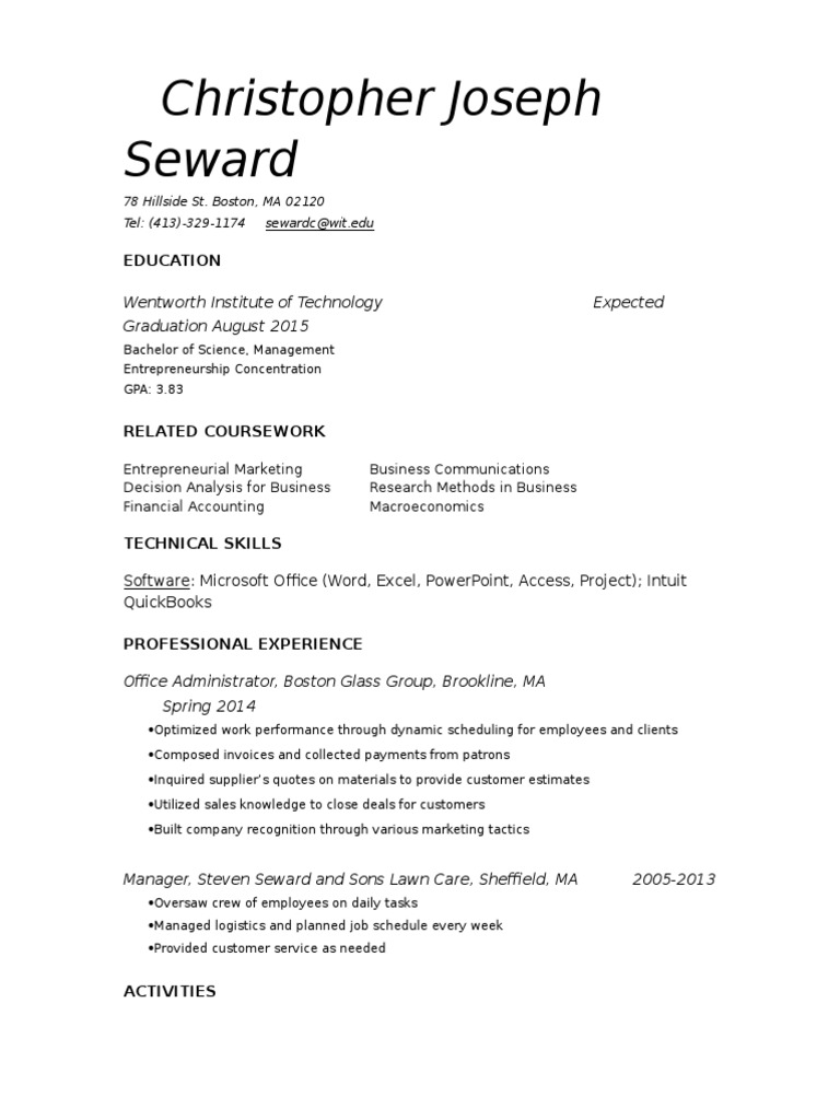 Christopher Joseph Seward: Education | PDF | Career & Growth