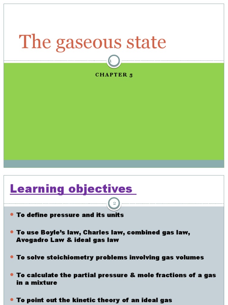 Chapter 5 - The Gaseous State | Gases | Pressure