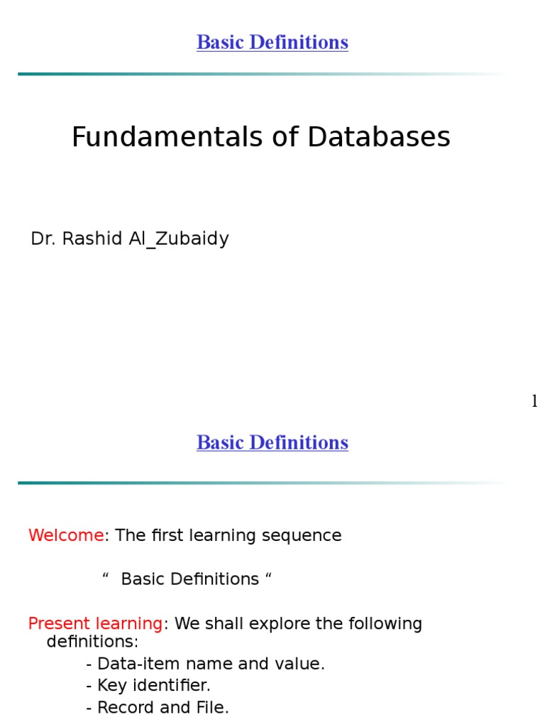 Ch1 Sec1 Basic - Def | PDF | Identifier | Definition