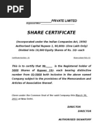Format of SH 1 Share Certificate | PDF