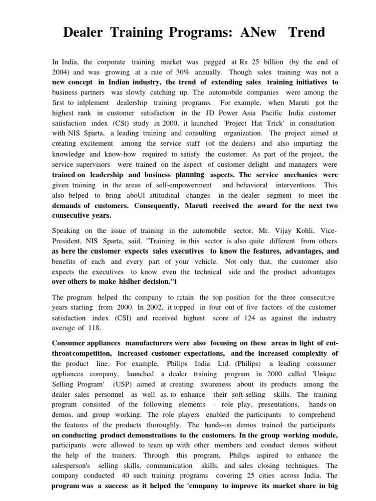 Dealer Training I | PDF | Sales | Marketing