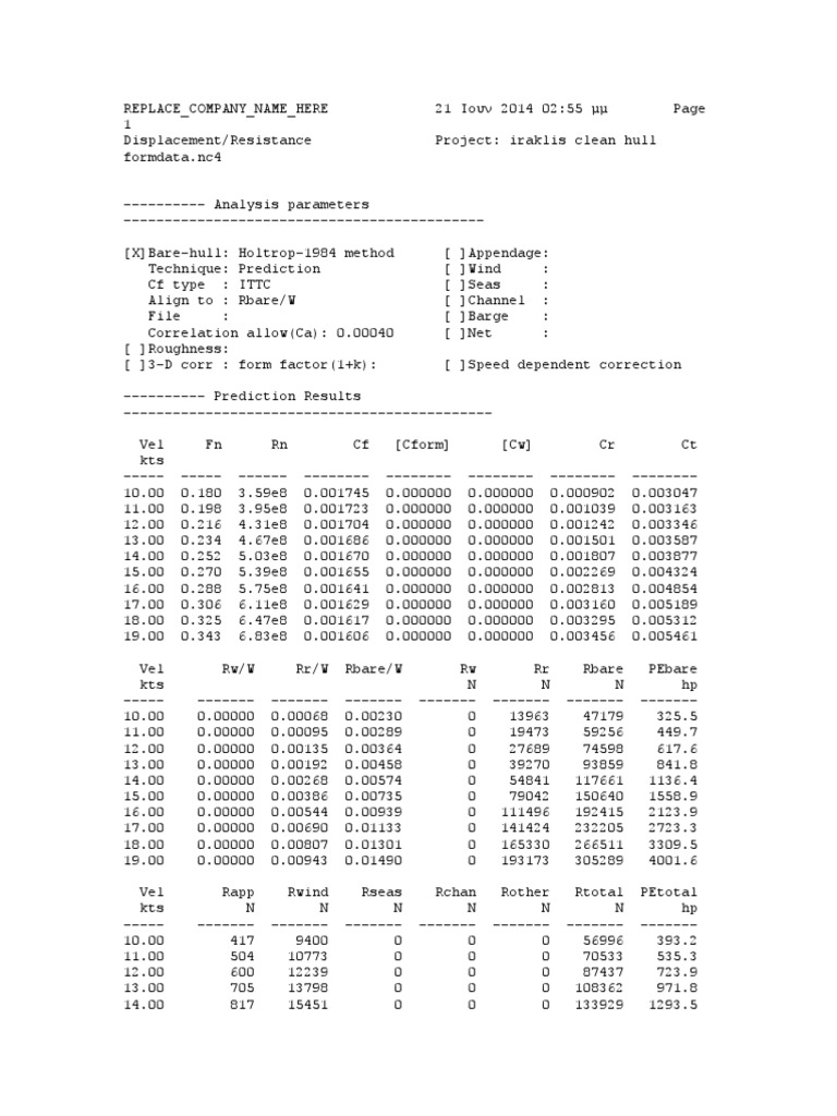 Holtrop Resistance | PDF | Hull (Watercraft) | Drag (Physics)