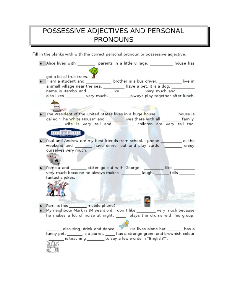 Possessive Adjectives and Personal Pronouns | PDF | Onomastics ...