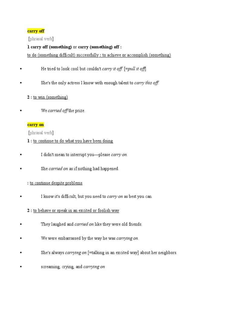 Phrasal Verbs Carry | PDF