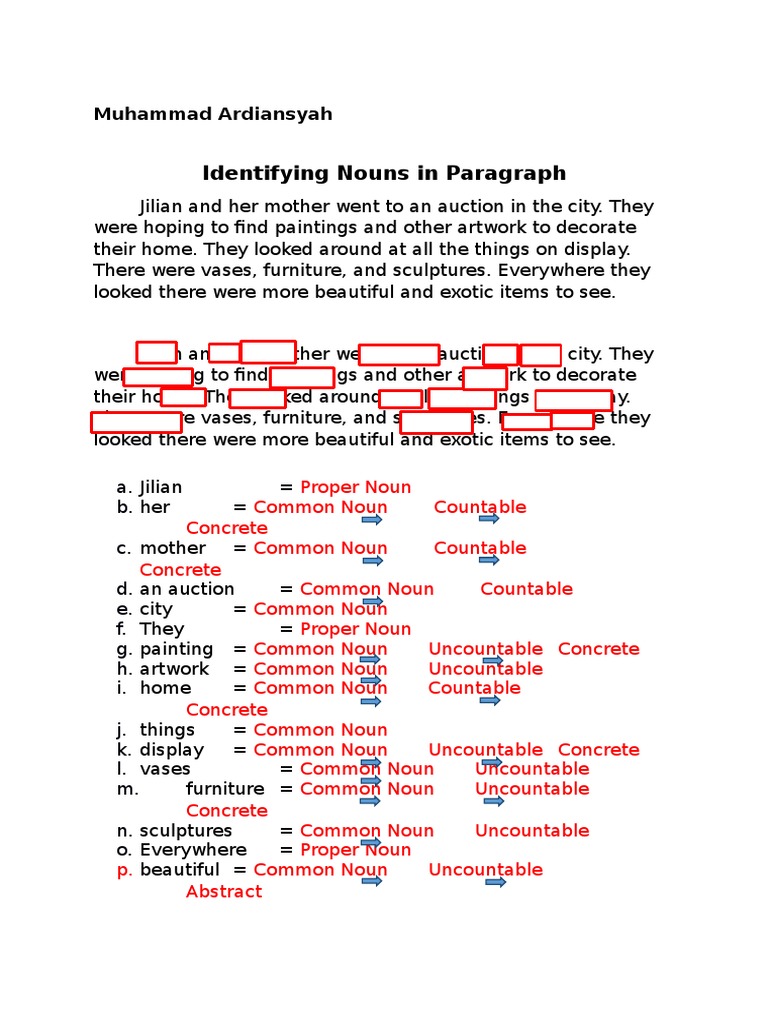 Identifying Nouns in Paragraph: Muhammad Ardiansyah | PDF