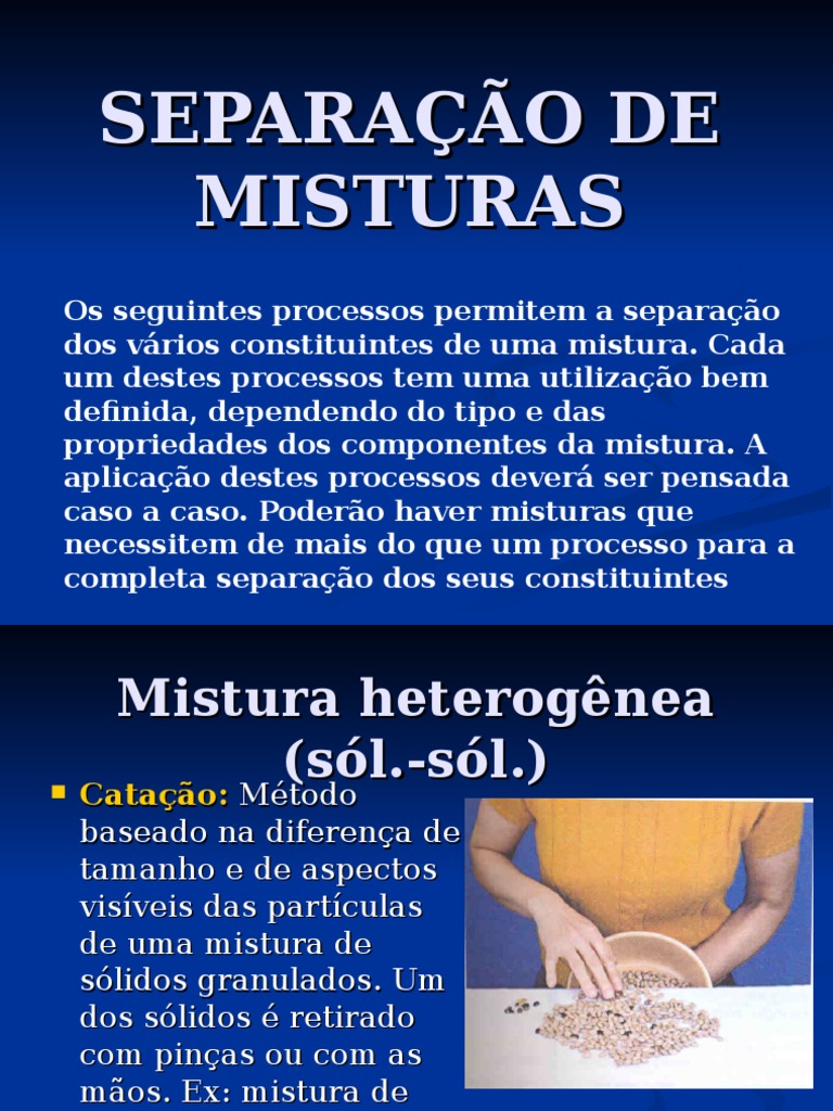 Separação de Misturas Slides | PDF | Mistura | Química