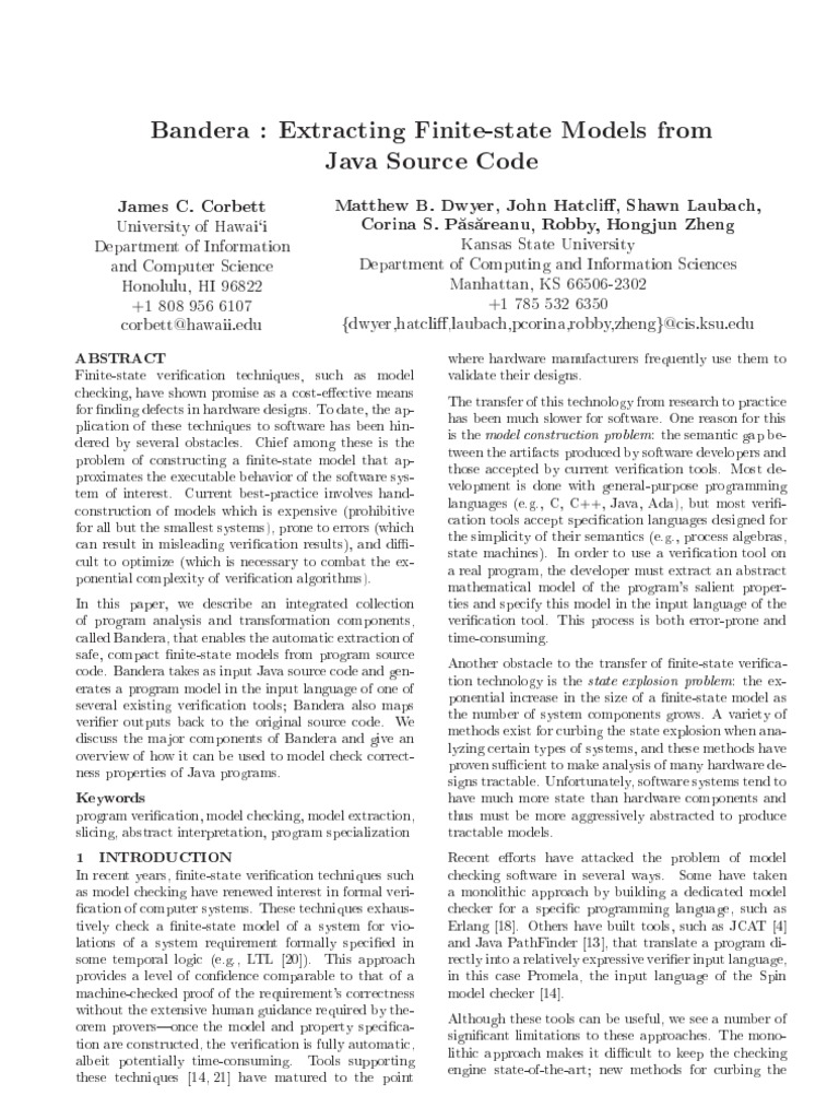 Bandera: Extracting Finite-State Models From Java Source Code | PDF | Abstraction (Computer ...
