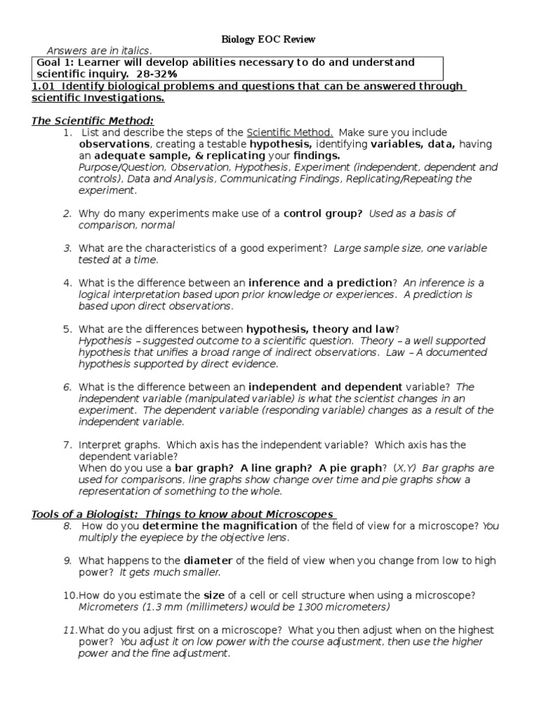 Biology EOC Review Guide | PDF | Meiosis | Dominance (Genetics)