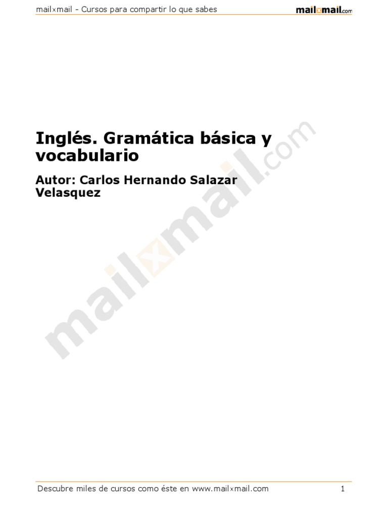 Ingles Gramatica Basica Vocabulario PDF | PDF | Género gramatical | Verbo