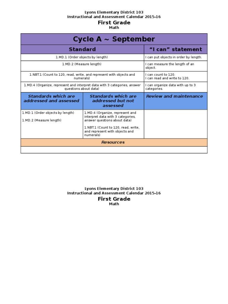 Cycle A September: First Grade | PDF | Equations | Mathematical Objects