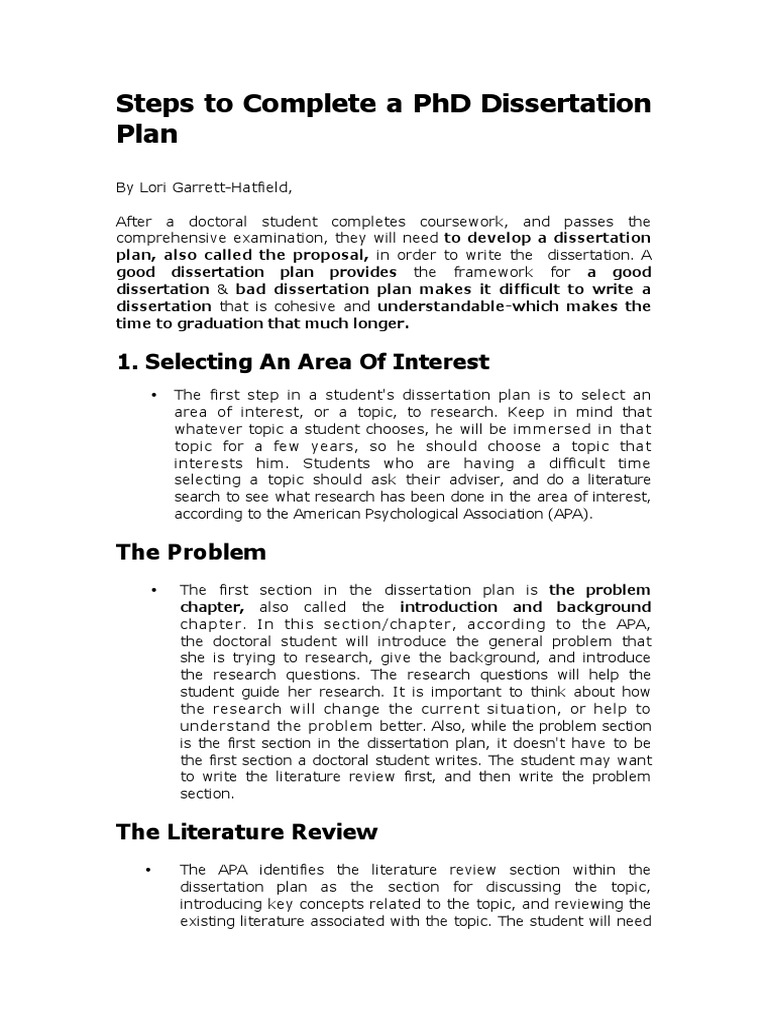 Steps To Complete A PHD Dissertation Plan | PDF | Literature Review ...