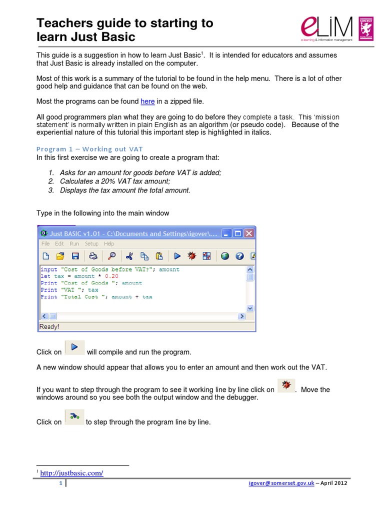 Just Basic Tutorial | PDF | Subroutine | Parameter (Computer Programming) Just Basic Tutorial | PDF | Subroutine | Parameter (Computer Programming)