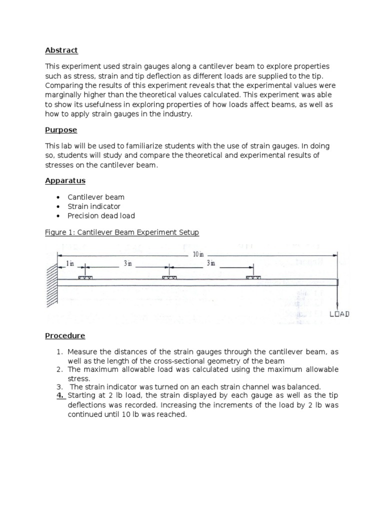 Cantilever Beam Final | PDF | Beam (Structure) | Applied And ...
