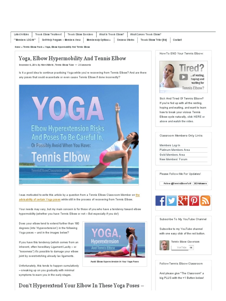 Yoga, Elbow Hypermobility and Tennis Elbow | PDF | Elbow | Anatomical ...