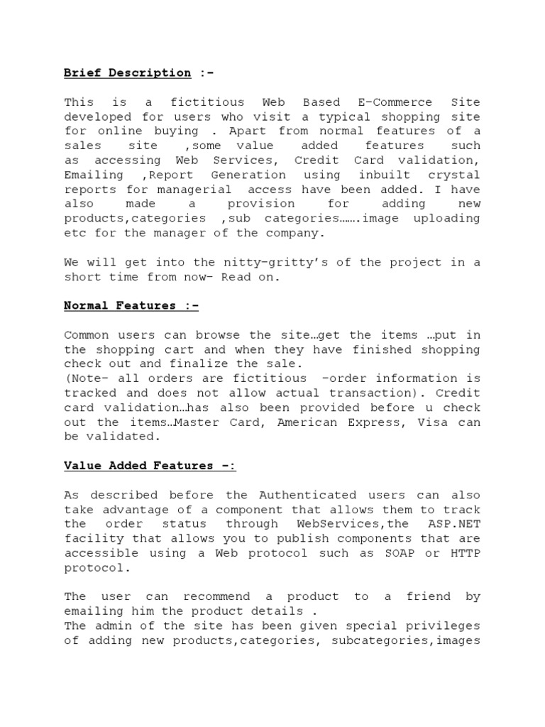 Brief Description | PDF | Business
