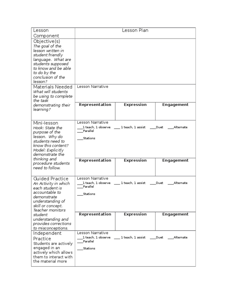 Udl Lesson Plan Template | PDF