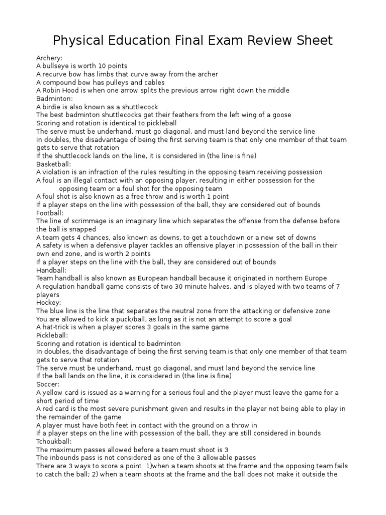 Pe Study Guide | PDF | Aerobic Exercise | Physical Fitness