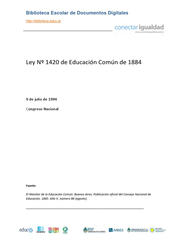 Ley 1420 | PDF