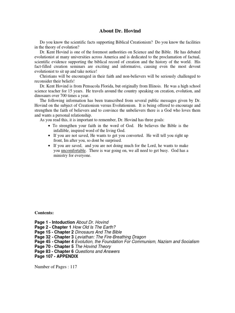 Kent Hovind - Seminar Transcriptions 1999 On Creationism | PDF | Adam ...