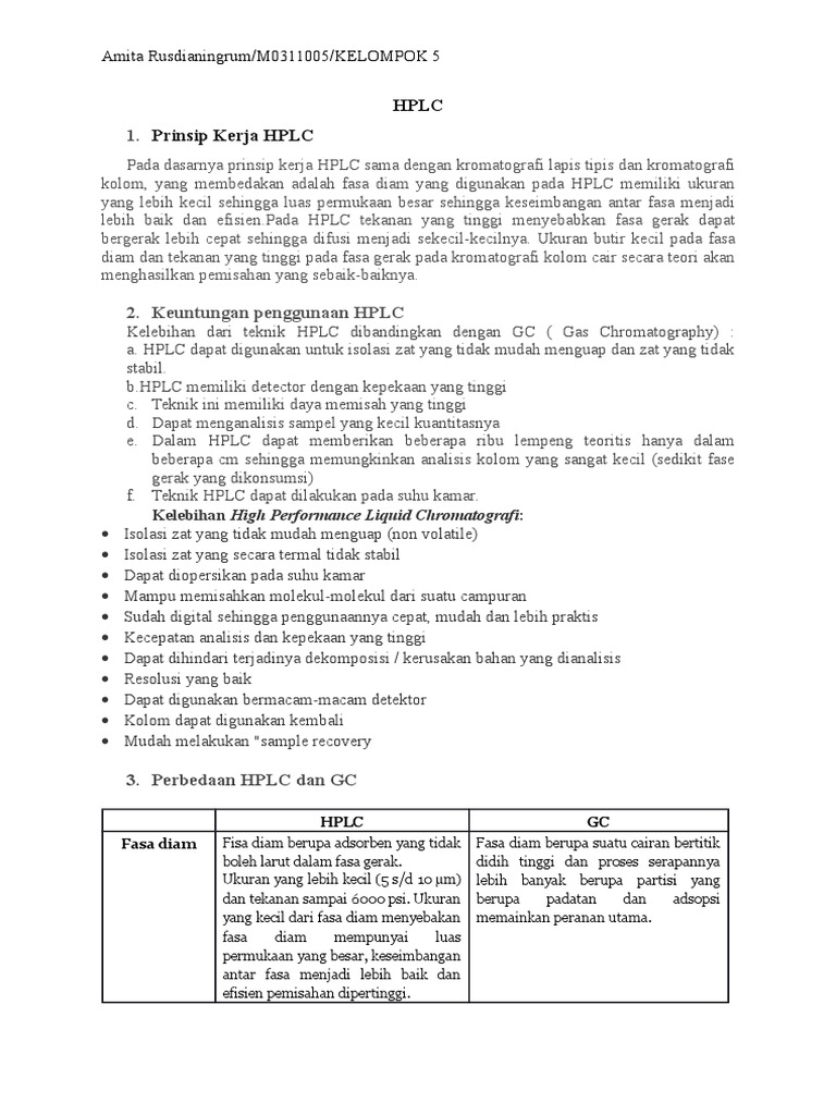 Prinsip Kerja HPLC | PDF
