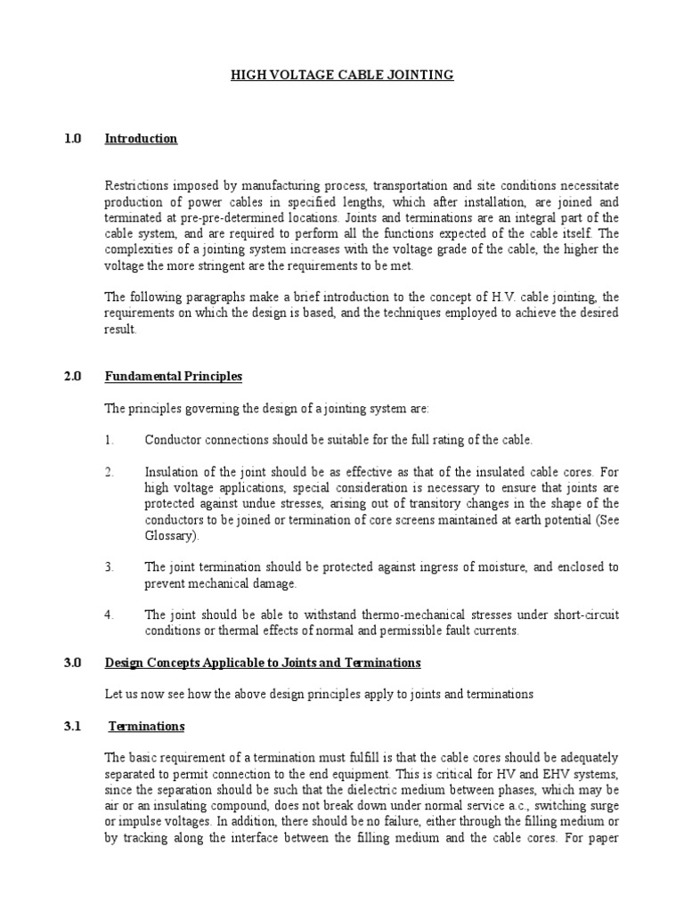 High Voltage Cable Jointing | PDF | Insulator (Electricity) | Cable