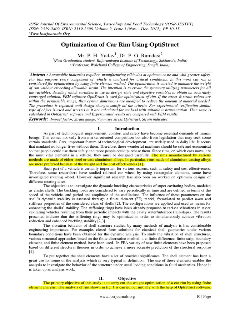 Optimization of Car Rim Using OptiStruct | PDF | Finite Element Method ...