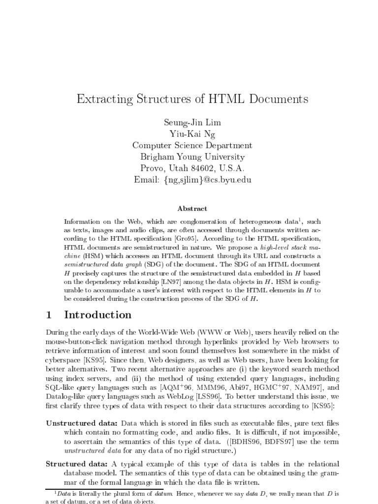 Extracting Structures Of Html Documents Pdf Html Html Element 8498
