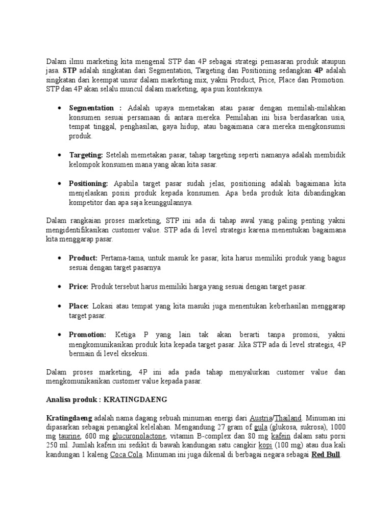 Contoh Analisis STP Dan 4P | PDF | Kesehatan Holistik