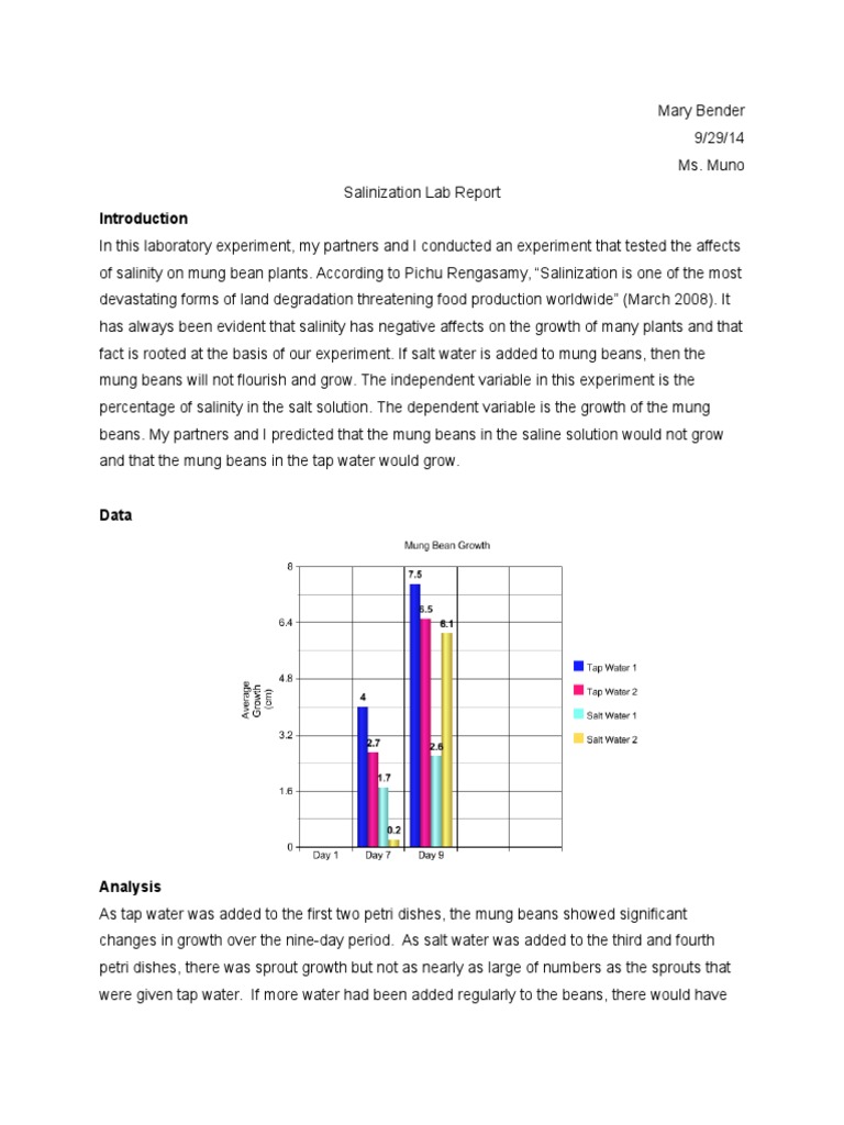 Mung Bean Lab | PDF | Experiment | Salt