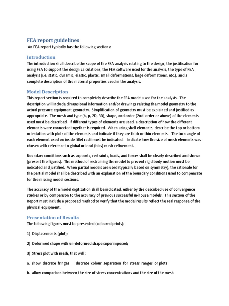 Guidelines for Creating a Thorough Finite Element Analysis Report on ...