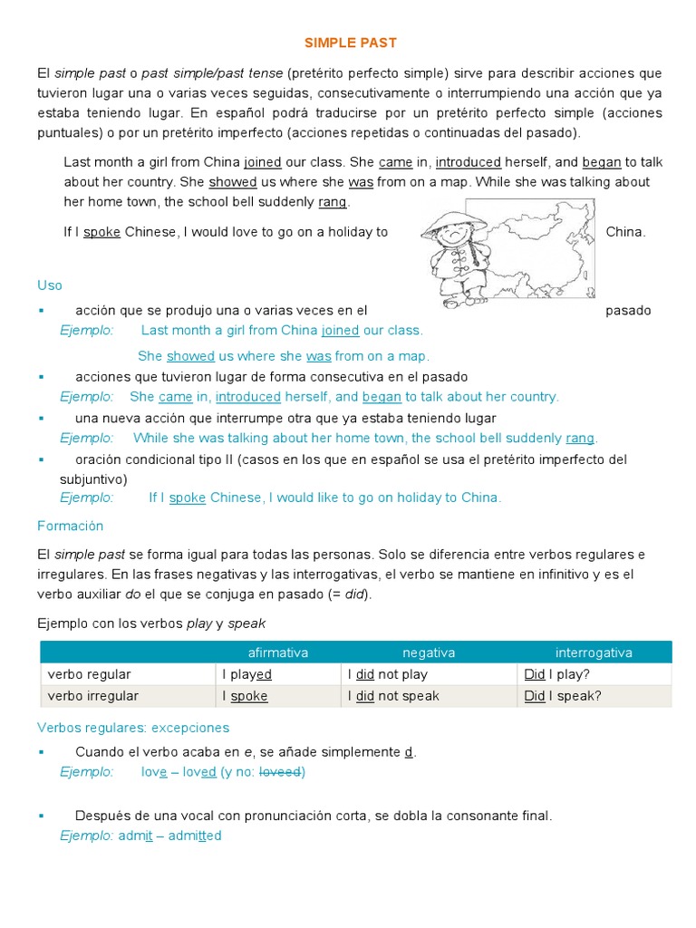 Simple Past | PDF | Reglas | Mecánica del lenguaje