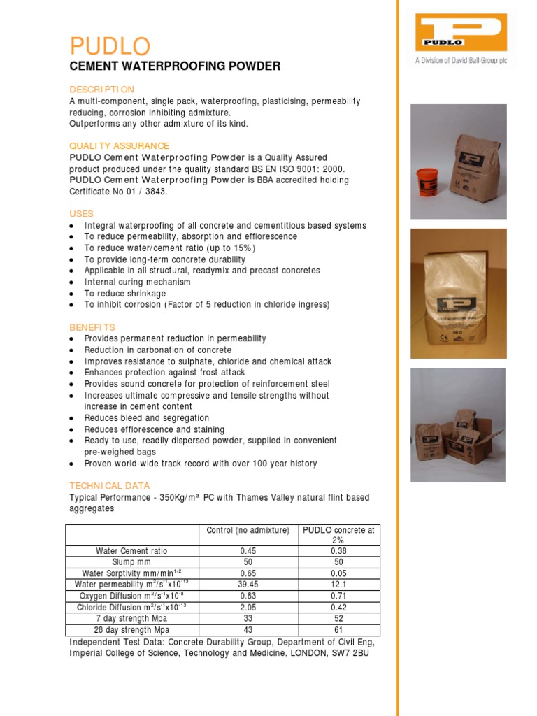Pudlo CWP TDS1 PDF | PDF | Concrete | Cement