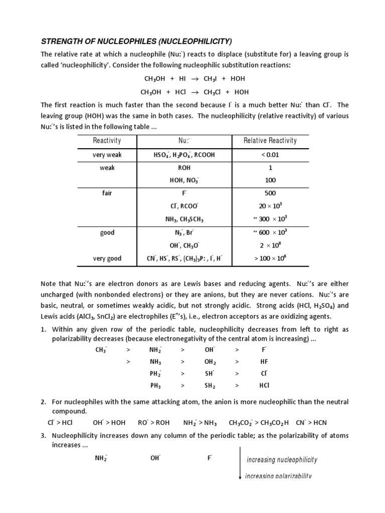 Nucleophile PDF | PDF | Solvent | Chemical Reactions