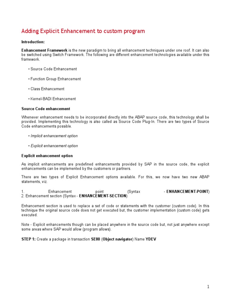 Adding Explicit Enhancement To Custom Program | PDF | Software Development | Computer Programming