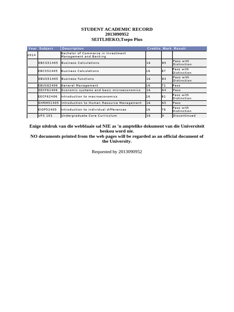 Student Academic Record | PDF | Technology & Engineering