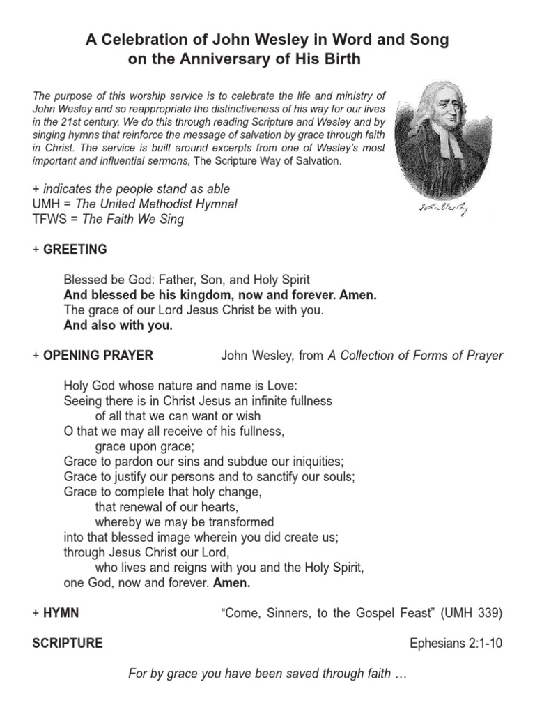A Celebration of John Wesley in Word and Song On The Anniversary of His ...