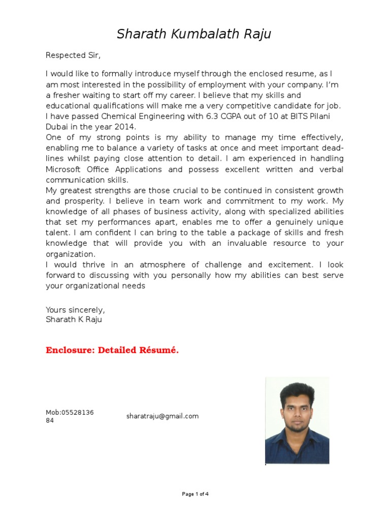 CV Sharath 2014 | PDF | Résumé | Chemical Engineering
