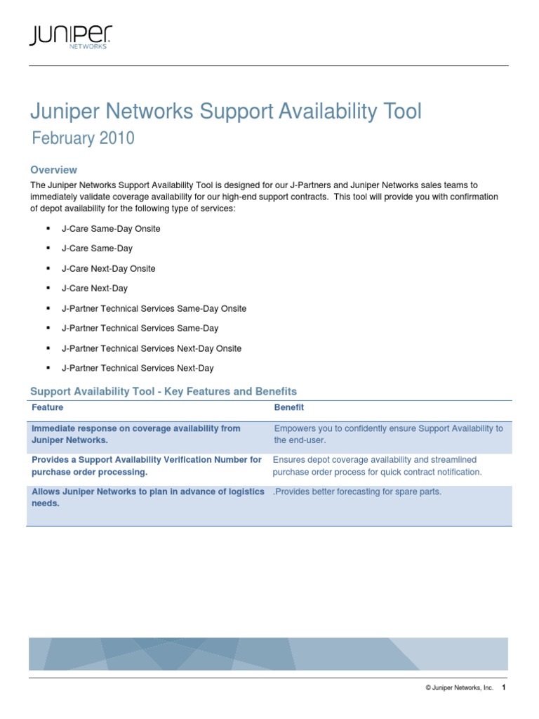 Juniper Networks Support Availability Tool: February 2010 | PDF ...